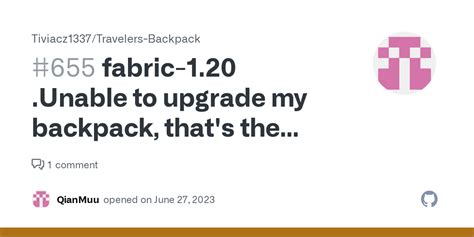 Fabric 120 Unable To Upgrade My Backpack Thats The Problem I