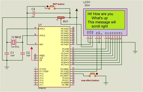 text animation on 20x4 lcd using at89c52 microcontroller