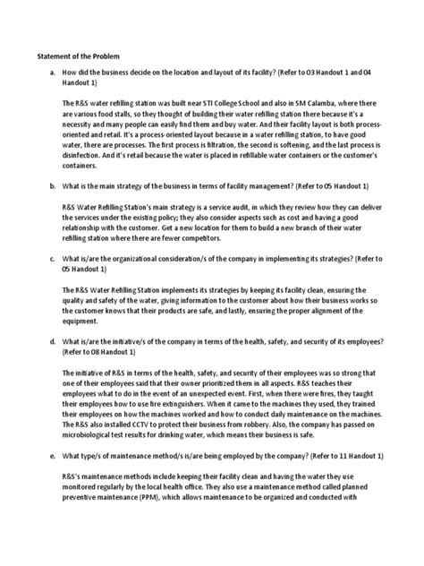 Statement Of The Problem And Summary Of Findings Pdf Business