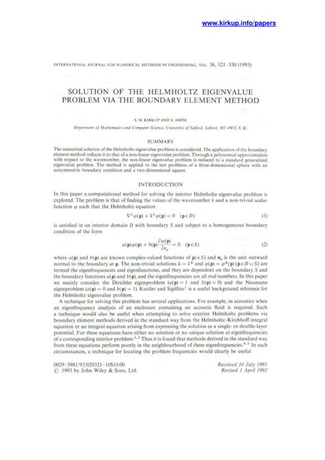 pdf solution of the helmholtz eigenvalue problem via the boundary