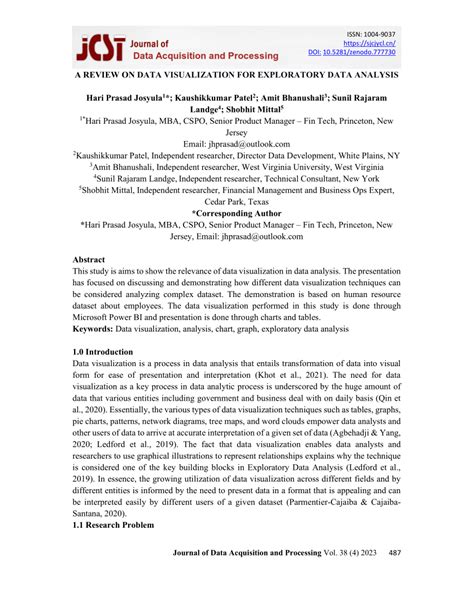 PDF A REVIEW ON DATA VISUALIZATION FOR EXPLORATORY DATA ANALYSIS