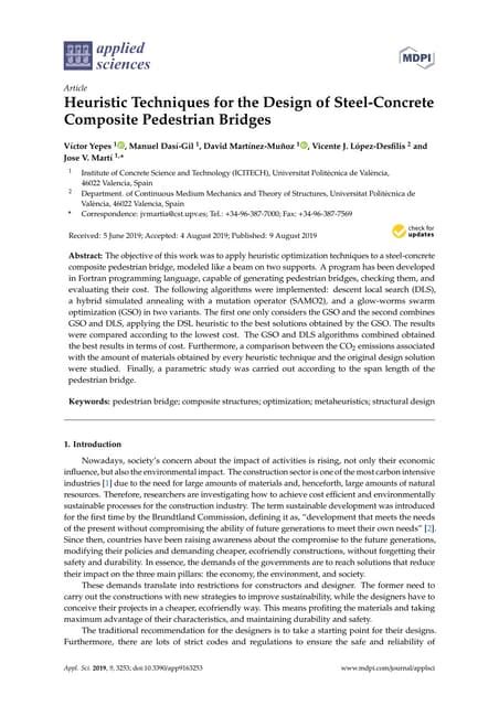 Heuristic Techniques For The Design Of Steel Concrete Composite Pedestrian Bridges Pdf