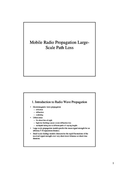 Pdf Mobile Radio Propagation Large Scale Path Loss
