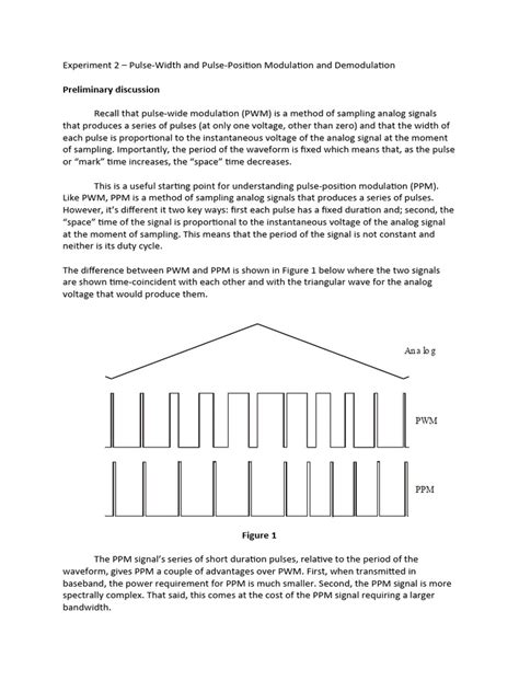 Experiment 2 Pwm And Ppm Pdf Signal Processing Algorithms