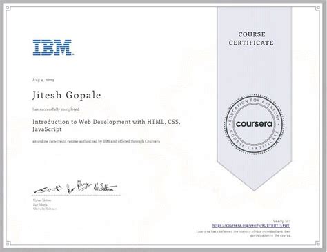 Jitesh Gopale On Linkedin Webdevelopment Ibm Html Css Javascript Coursera Project