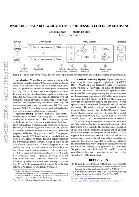 Pdf Warc Dl Scalable Web Archive Processing For Deep Learning
