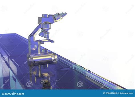Binocular Microscope Isometric Vector Modern White Device With Blue