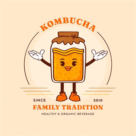 손으로 그린 콤부차 로고 무료 벡터