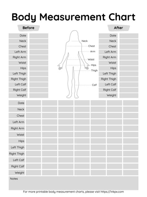 Free Printable Guided Tile Style Body Measurement Chart For Female Worksheets Library