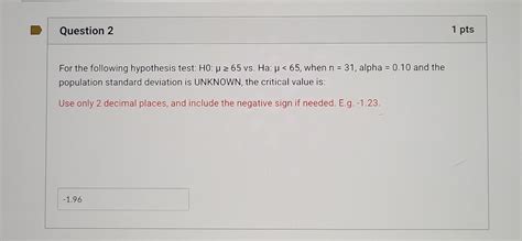 Solved For the following hypothesis test H μ vs Ha Chegg com