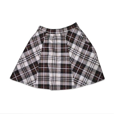 Altard State Skirts Altard State Plaid Skater Skirt Black White