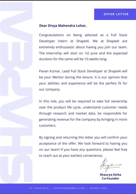 Internship Fullstackwebdevelopment Shapeai Divya Lohar