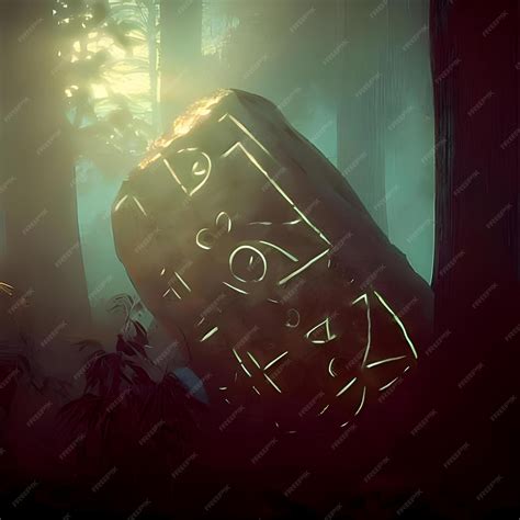 Premium Ai Image An Ancient Cryptic Artifact In Forest With Faint Symbols