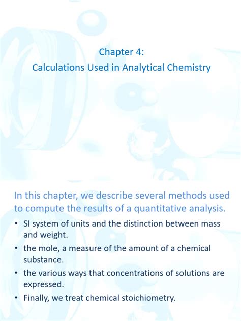 Calculation Used In Anal Chem Pdf Mole Unit Stoichiometry