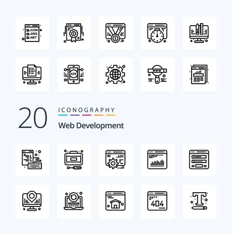 20 Web Development Line Icon Pack Like Login Flowchart Api Diagnostic Analytics 19448505 Vector
