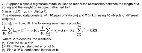 solved 7 suppose a simple regression model is used to model