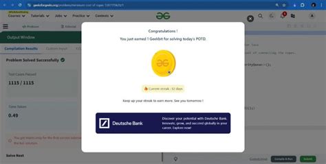 my potd challenge on geeksforgeeks aditya kant verma posted on the topic linkedin