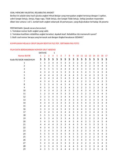 Soal Mencari Validitas Pdf