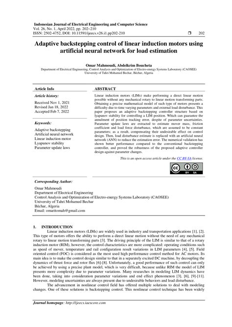Pdf Adaptive Backstepping Control Of Linear Induction Motors Using Artificial Neural Network