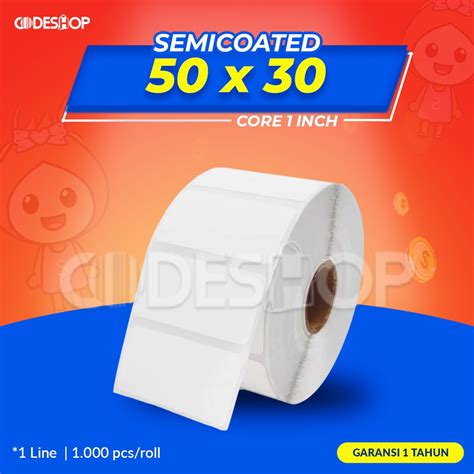 Jual Label Semicoated 50 X 30 Mm Sticker Printer Barcode 50x30 Mm 1 Line Shopee Indonesia