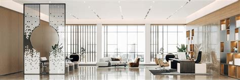 큰 창문이 있는 3d 현대적인 아파트 인테리어 현대적인 스타일 프리미엄 사진