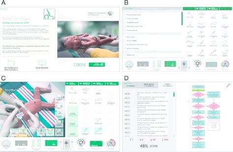 Screenshots from the Neonatal Resuscitation Program NRP eSim Ò A