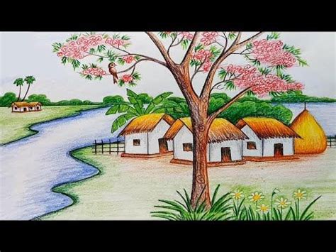 How To Draw Scenery Of Spring Season Step By Step Nature Drawing Drawings Nature Art Painting