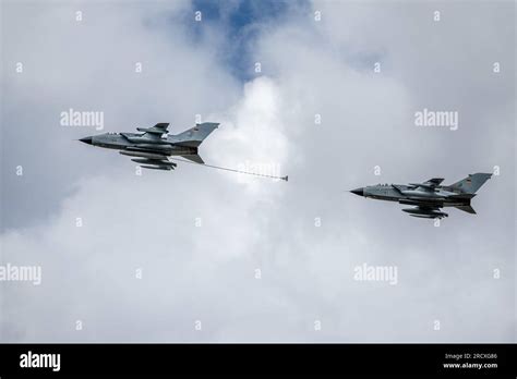 German Air Force Panavia Tornado Fighter Jets Demonstrating Air To Air Refuelling At The Royal