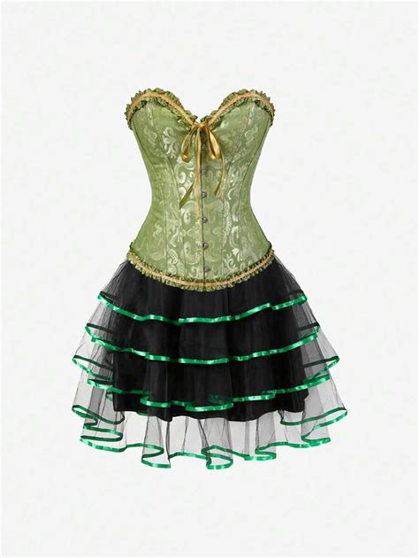 Steampunk Corset Skirt Lace Up Corset Top With Tulle Skirt Halloween