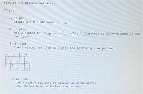 Solved Part 1 Two Dimensional Array 20 Pts 1 3 Pts