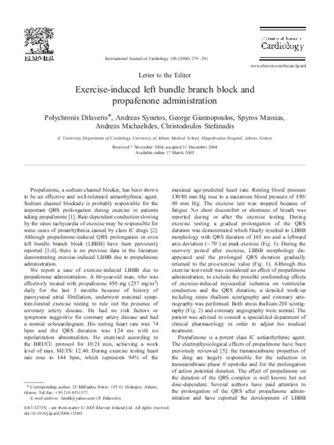 Pdf Exercise Induced Left Bundle Branch Block And Propafenone Administration