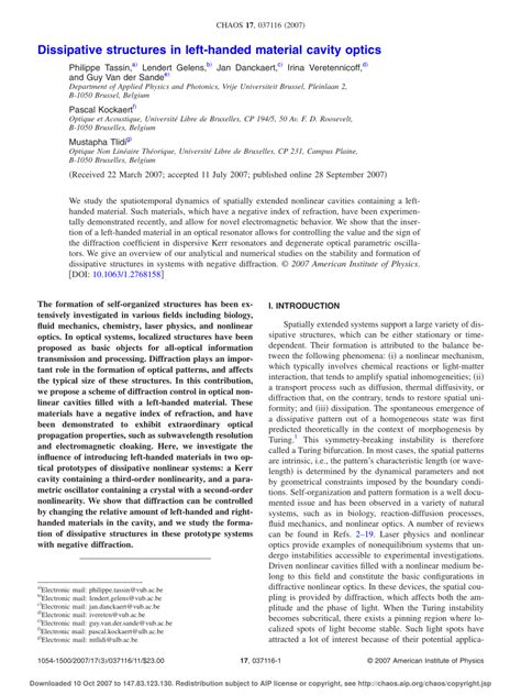 Pdf Dissipative Structures In Left Handed Material Cavity Optics