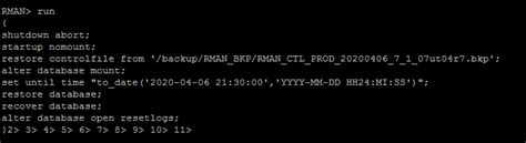 Performing Oracle Database Point In Time Recovery Using Rman Set Until Time