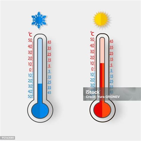 기상 온도계 격리입니다 추위와 열 온도입니다 벡터 일러스트입니다 섭씨와 화씨 0명에 대한 스톡 벡터 아트 및 기타 이미지 0