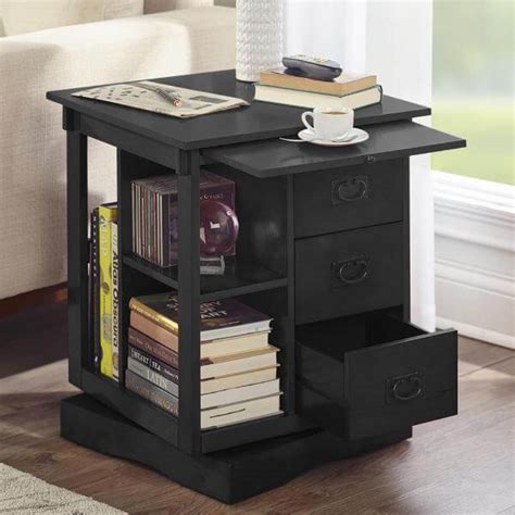 Rotating End Table With Storage