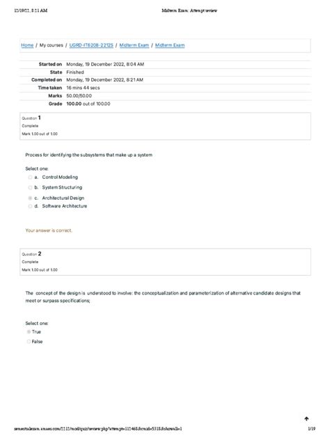 Midterm Exam Attempt Review System Integration Pdf System Design