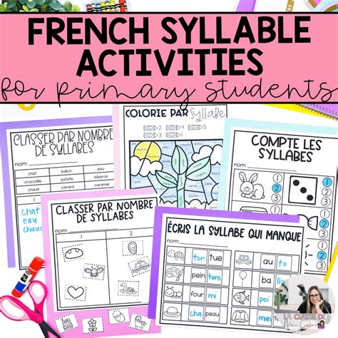 French Syllable Worksheets And Assessment For Primary Students Les Syllabes La Classe De Mme