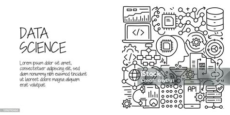 데이터 과학 및 데이터 분석 관련 낙서 일러스트레이션 웹 배너 웹 사이트 헤더 등에 대한 현대적인 디자인 벡터 일러스트레이션