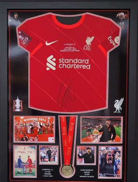 Professionally Framed Liverpool Home Shirt Signed By Jürgen Klopp Fa Cup Montage Mfm Sports