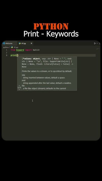 Print All The Keywords On The Screen In Python Shorts Shortvideo