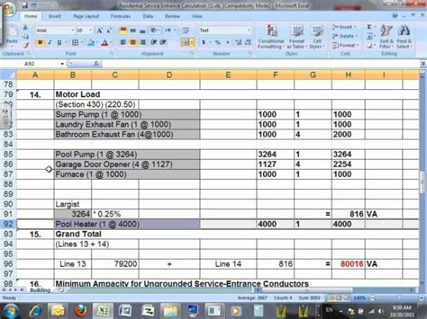 Electrical Panel Load Calculation Spreadsheet Db Excel Com