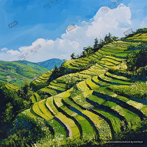 Ai创作图梯田艺术画 梯田画素材 梯田素材 梯田美术绘画 大画幅梯田风光 梯田手绘 梯田绘画 梯田水粉画 梯田无框画 七梯田彩 梯田版画 梯田