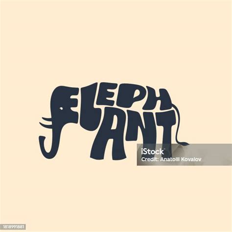 단어 이미지 코끼리입니다 검은색 텍스트 기반 또는 워드마크 로고 코끼리 단어 예술 우아한 벡터 그림입니다 편지 E L E P H A N T에 코끼리 그림이 있는 디자인 0