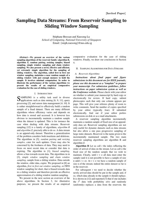 Pdf Sampling Data Streams From Reservoir Sampling To Sliding Window