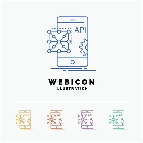 Api Application Coding Development Mobile 5 Color Line Web Icon Template Isolated On White