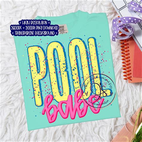 Pool Babe Png Preppy Pool Png Splatter Neon Summer Pool Png Summer