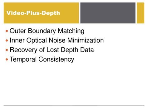Ppt 3d Video Generation And Service Based On A Tof Depth Sensor In