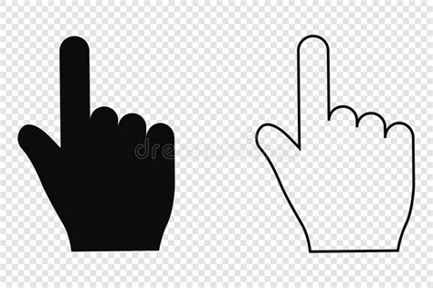 Black And White Hand Pointer Cursors Stock Vector Illustration Of Mouse Show 304004928