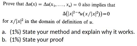 Solved Prove that Δu x Δu x xn also implies that Chegg com