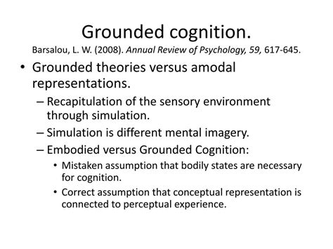 Ppt Grounded Cognition Barsalou L W 2008 Annual Review Of